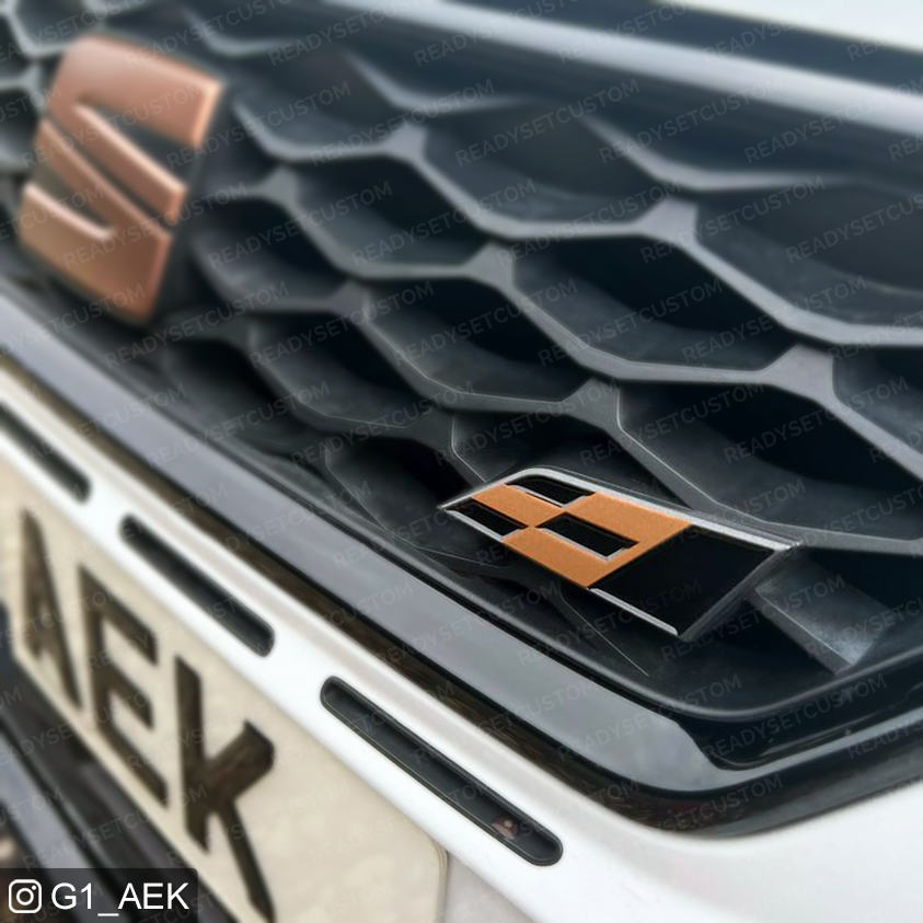 Copper Overlay Sticker / Decal for CUPRA LEON & IBIZA Flag Grille Badg ...